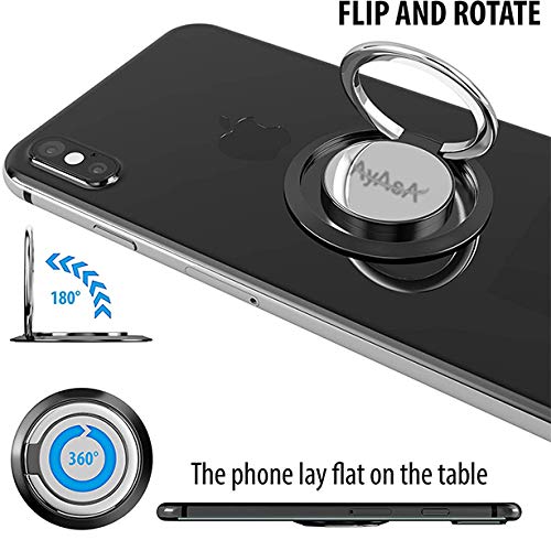 AyAsA Phone Ring Holder – 3mm Ultra Thin Sleek Design with Metal Plate for Magnetic Mount | Compatible with Cell Phone Car Mount, Tablet and Any Smartphones - 180 Foldable, 360 Rotation (Blue)