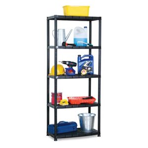 ram quality products platin 15 inch 5 tier plastic storage shelving unit organizer, black