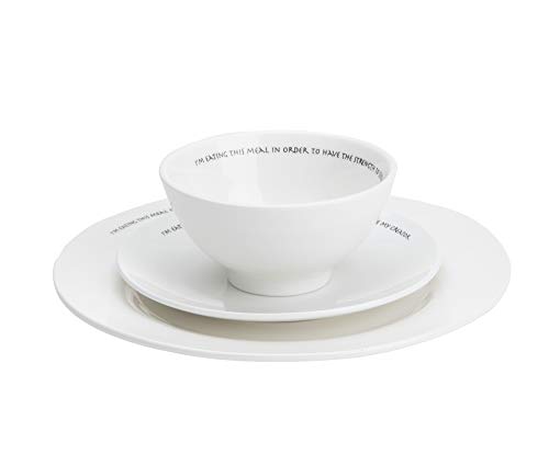 Mind Reader Set of 3 Religious Plates/Bowl, Comes with Large Dinner Plate, Medium Snack Plate, Small Soup or Salad Bowl, White