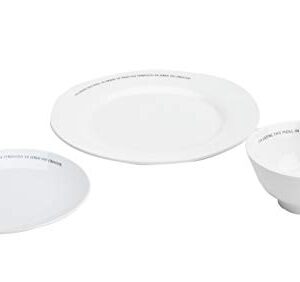 Mind Reader Set of 3 Religious Plates/Bowl, Comes with Large Dinner Plate, Medium Snack Plate, Small Soup or Salad Bowl, White