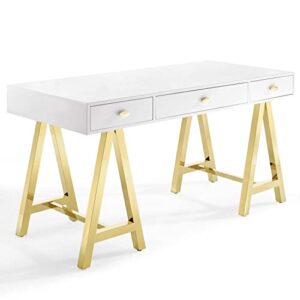 modway jettison office desk, gold white