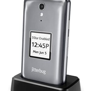 Jitterbug 4043S5RRY Flip Easy-to-Use 4G Prepaid Cell Phone Graphite