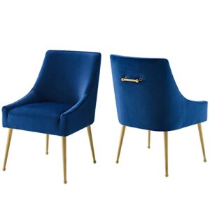 modway discern upholstered performance velvet dining chair set of 2, navy