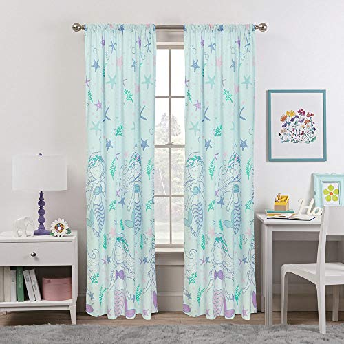 Kidz Mix Mystical Mermaid Window Curtains, 48x84, Blue