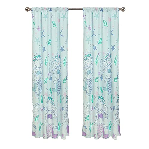 Kidz Mix Mystical Mermaid Window Curtains, 48x84, Blue