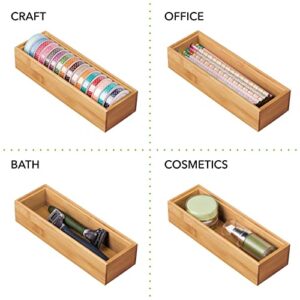 mDesign Wooden Bamboo Office Drawer Organizer Box Tray, Stackable Storage for Drawers, Cabinets, Shelves, Cubby, or Desktop, Hold Pens, Pencils, Supplies, Echo Collection, 6 Pack, Natural Wood Finish