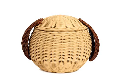 G6 COLLECTION Dog Rattan Storage Basket with Lid Decorative Bin Home Decor Hand Woven Shelf Organizer Cute Handmade Handcrafted Gift Art Decoration Artwork Wicker Puppy (Dog Head)