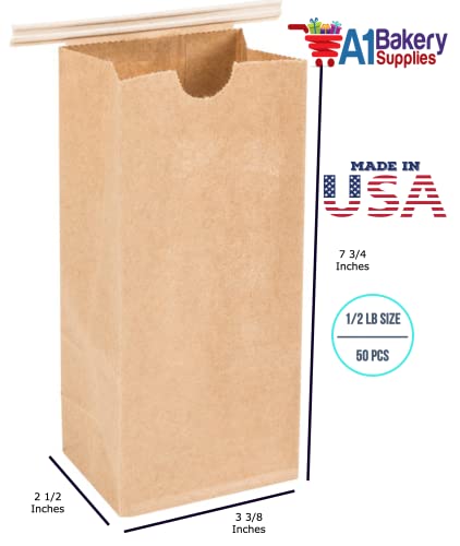 Resealable Kraft Tin Tie Poly-lined Bags Coffee Bags Reclosable Tin Tie Bags without window - 1/2 Lb - 50 Pack