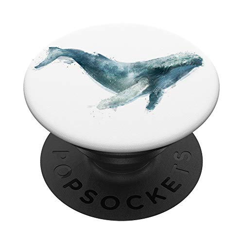 Grey Humpback Whale painting PopSockets Grip and Stand for Phones and Tablets