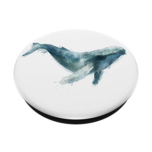 Grey Humpback Whale painting PopSockets Grip and Stand for Phones and Tablets