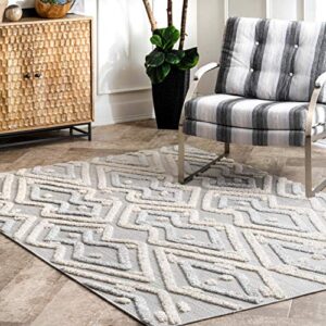 nuloom midwest raised theta trellis area rug, 5' x 8', beige