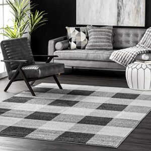 nuLOOM Buffalo Plaid Area Rug, 6' 7" x 9', Grey