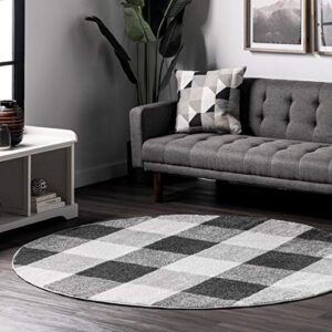 nuLOOM Buffalo Plaid Area Rug, 6' 7" x 9', Grey