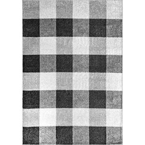 nuLOOM Buffalo Plaid Area Rug, 6' 7" x 9', Grey