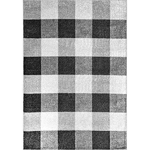 nuLOOM Buffalo Plaid Area Rug, 6' 7" x 9', Grey