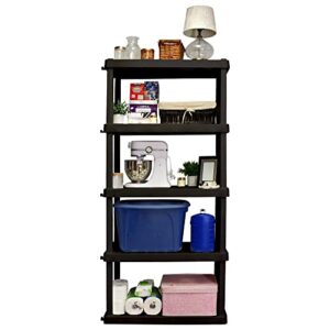 Oskar 5-Tier Storage Shelf, Interlocking Heavy Duty Shelving Unit, 750 lbs(‎18 x 36 x 73.8 inches), Multipurpose Organizer for Garage, Basement, Utility Shed, Workshop, Made in North America, Black