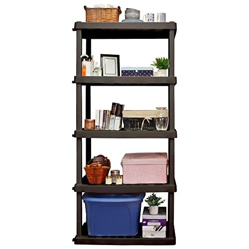 Oskar 5-Tier Storage Shelf, Interlocking Heavy Duty Shelving Unit, 750 lbs(‎18 x 36 x 73.8 inches), Multipurpose Organizer for Garage, Basement, Utility Shed, Workshop, Made in North America, Black