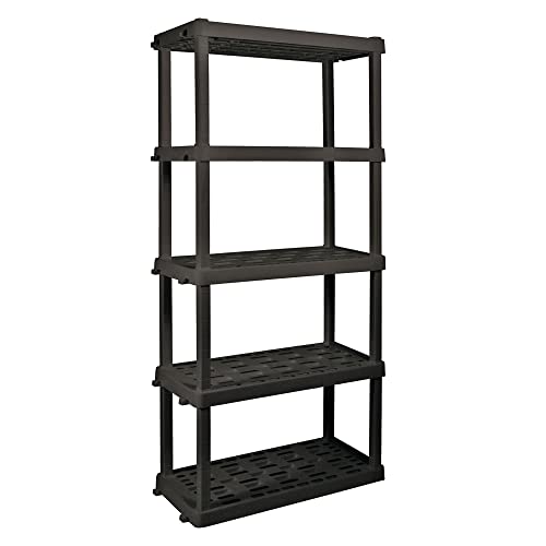 Oskar 5-Tier Storage Shelf, Interlocking Heavy Duty Shelving Unit, 750 lbs(‎18 x 36 x 73.8 inches), Multipurpose Organizer for Garage, Basement, Utility Shed, Workshop, Made in North America, Black