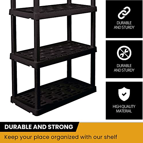 Oskar 5-Tier Storage Shelf, Interlocking Heavy Duty Shelving Unit, 750 lbs(‎18 x 36 x 73.8 inches), Multipurpose Organizer for Garage, Basement, Utility Shed, Workshop, Made in North America, Black