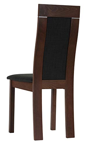 Cortesi Home Tia Walnut Finish Dining Chair in Charcoal Fabric, Set of 2, Brown