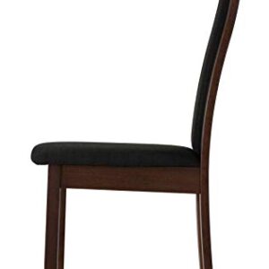 Cortesi Home Tia Walnut Finish Dining Chair in Charcoal Fabric, Set of 2, Brown