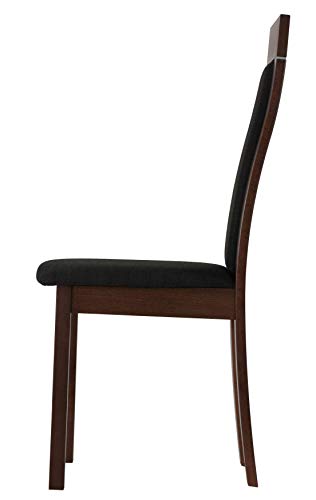 Cortesi Home Tia Walnut Finish Dining Chair in Charcoal Fabric, Set of 2, Brown