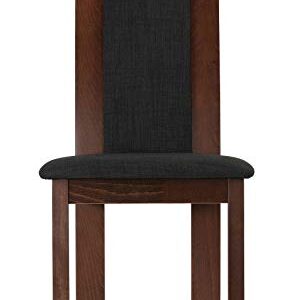 Cortesi Home Tia Walnut Finish Dining Chair in Charcoal Fabric, Set of 2, Brown