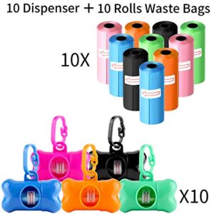 Arroyner 10 Pack Bone Shaped Poop Bag Dispenser Pet Waste Disposal Bag Dispenser (Random Color)