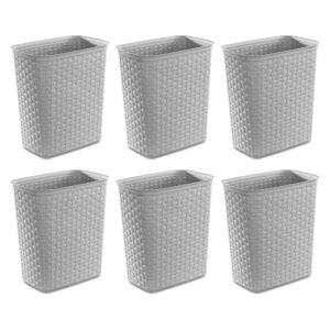 sterilite weave 5.8 gallon plastic home/office wastebasket trash can (6 pack)