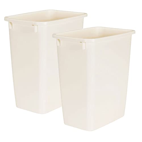 Rubbermaid 21 Quart Traditional Kitchen, Bathroom, and Office Rectangular Plastic Open Wastebasket Trash Can, Bisque (2 Pack)