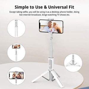 ATUMTEK Bluetooth Selfie Stick Tripod, Extendable 3 in 1 Aluminum Selfie Stick with Wireless Remote and Tripod Stand 270 Rotation for iPhone 13/12/11 Pro/XS Max/XS/XR/X, Samsung and Smartphone White