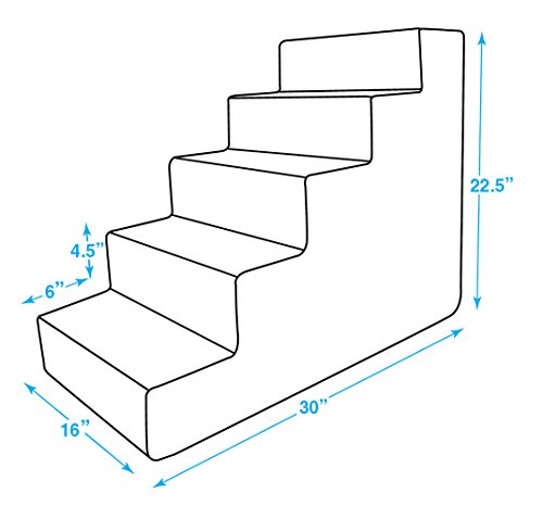 Best Pet Supplies Foam Pet Steps for Small Dogs and Cats, Portable Ramp Stairs for Couch, Sofa, and High Bed Climbing, Non-Slip Balanced Indoor Step Support, Paw Safe - Brown Linen, 5-Step (H: 22.5")