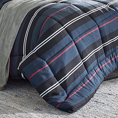 Nautica | Talmage Collection | Ultra Soft & Cozy Silky Microfiber Lightweight Reversible Comforter with Matching Sham(s), Queen, Navy