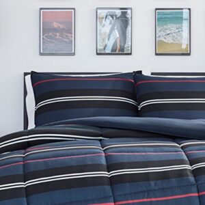 Nautica | Talmage Collection | Ultra Soft & Cozy Silky Microfiber Lightweight Reversible Comforter with Matching Sham(s), Queen, Navy