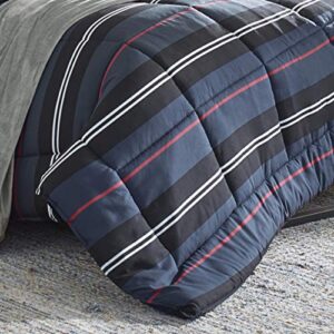 Nautica | Talmage Collection | Ultra Soft & Cozy Silky Microfiber Lightweight Reversible Comforter with Matching Sham(s), Queen, Navy