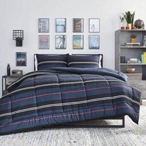 Nautica | Talmage Collection | Ultra Soft & Cozy Silky Microfiber Lightweight Reversible Comforter with Matching Sham(s), Queen, Navy