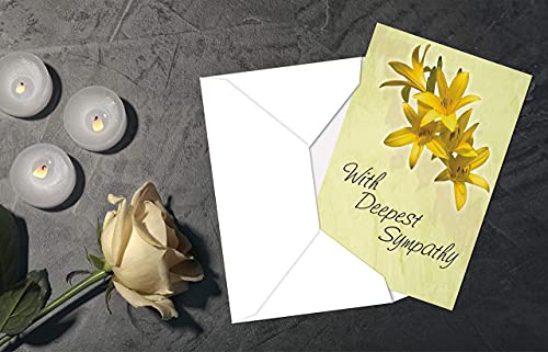 Assorted Sympathy Cards, 100-Pack, 4 x 6 inch, 5 Cover Designs, Blank Inside, by Better Office Products, with Envelopes, 100 Pack