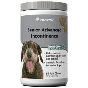 naturvet senior advanced incontinence dog supplement – helps support dog’s bladder control, normal urination – includes synergistic blend of botanicals – 60 ct. soft chews