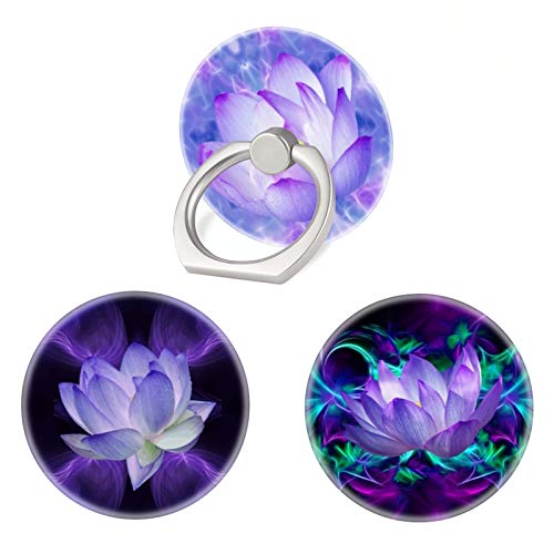 (3 Pack) Mobile Phone Ring Holder Finger Grip,Purple Lotus Flower Cell Phone Stand Collapsible Kickstand Compatible with All Smartphone