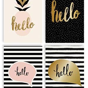 Hello Greeting Cards, All Occasion Cards, 100-Pack, 4 x 6 inch, 4 Elegant Cover Designs, Blank Inside, by Better Office Products, Thinking of You Cards, Hello Note Cards, with Envelopes, 100 Pack