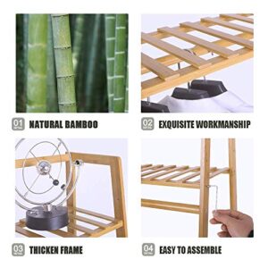 Ufine Bamboo Garment Rack 7-Tier Storage Shelves Clothes Hanging Rack, Heavy Duty Clothing Rack Minimalism Wardrobe Closet Organizer for Indoor