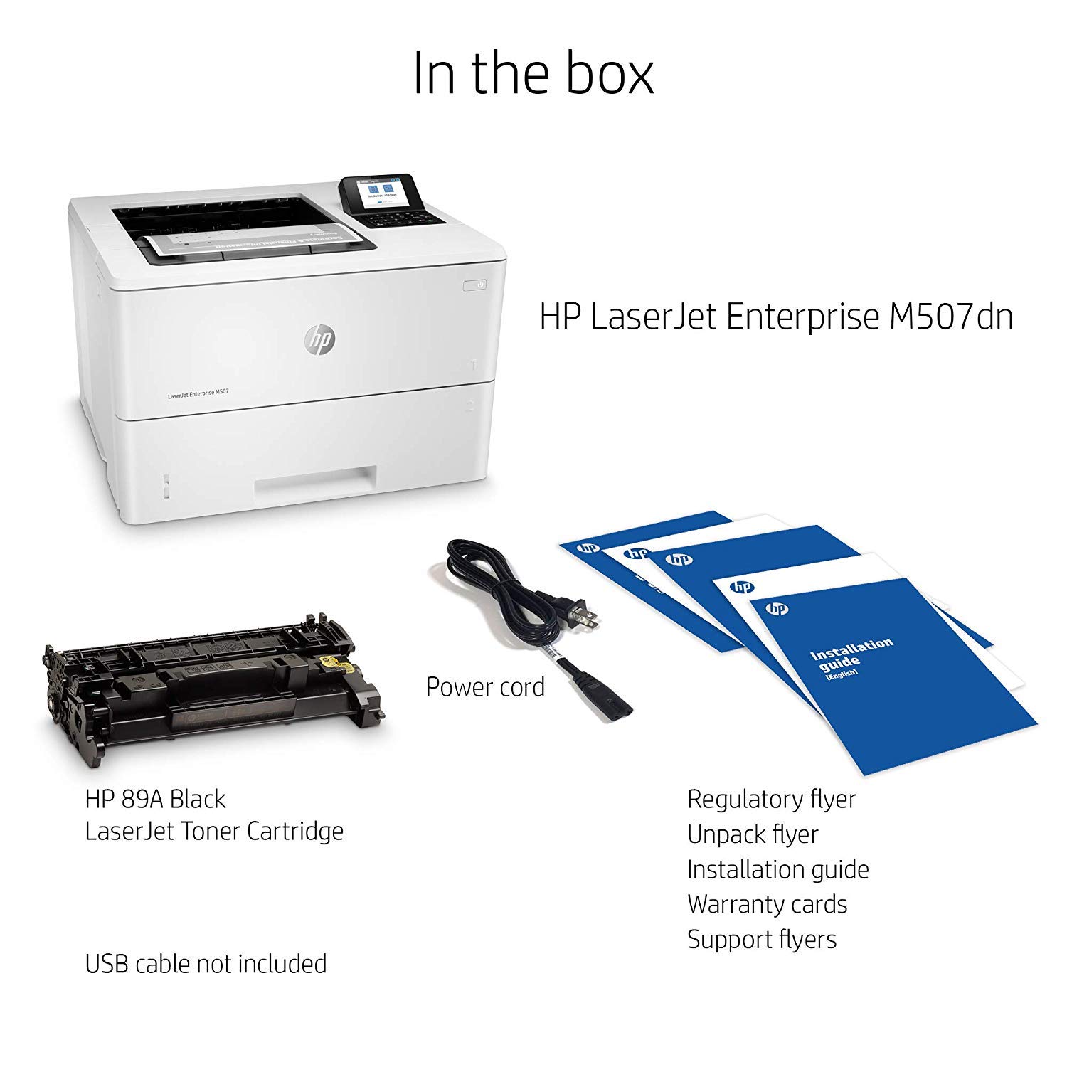 HP LaserJet Enterprise M507dn Monochrome Printer with built-in Ethernet & 2-sided printing (1PV87A) White