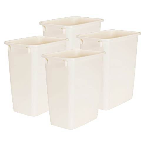 Rubbermaid 21 Quart Traditional Kitchen, Bathroom, and Office Rectangular Plastic Open Wastebasket Trash Can, Bisque (4 Pack)