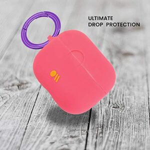 Case-Mate Protective AirPod Pro Case Cover, Soft Silicone Cover with Keychain Ring for Men and Women, Compatible with Apple AirPods Pro, Front LED Visible - Living Coral