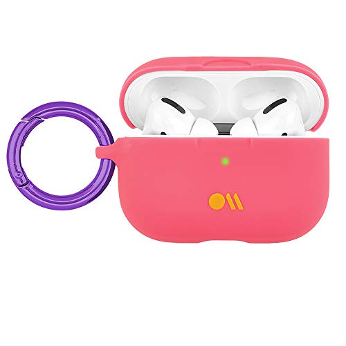 Case-Mate Protective AirPod Pro Case Cover, Soft Silicone Cover with Keychain Ring for Men and Women, Compatible with Apple AirPods Pro, Front LED Visible - Living Coral