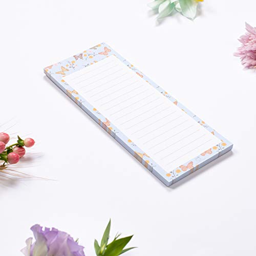 Peach Tree Shade Magnetic Notepads, 6-Pack 60 Sheets Per Pad 3.5” x 9”, Flower Patterns, for Fridge, Kitchen, Shopping, Grocery, To-Do List, Memo, Reminder, Book, Party, Stationery, (Floralnotes)