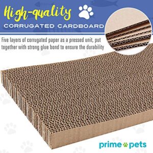 PrimePets Cat Scratcher Cardboard for Indoor Cats, 3 in 1, Cat Scratch Pad with Box, Cat Scratching Board, Reversible Corrugated, Furniture Protector, Catnip Included