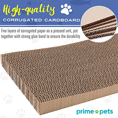 PrimePets Cat Scratcher Cardboard for Indoor Cats, 3 in 1, Cat Scratch Pad with Box, Cat Scratching Board, Reversible Corrugated, Furniture Protector, Catnip Included