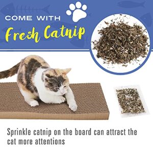 PrimePets Cat Scratcher Cardboard for Indoor Cats, 3 in 1, Cat Scratch Pad with Box, Cat Scratching Board, Reversible Corrugated, Furniture Protector, Catnip Included