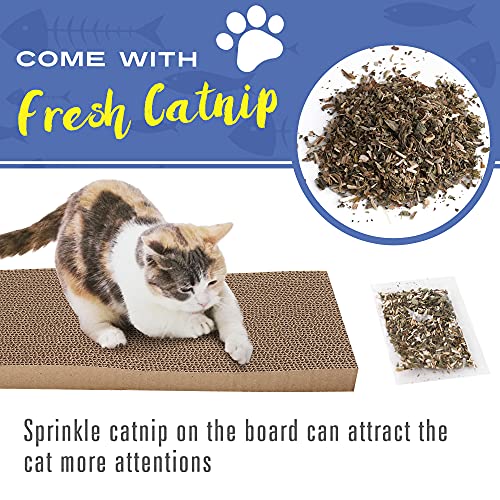 PrimePets Cat Scratcher Cardboard for Indoor Cats, 3 in 1, Cat Scratch Pad with Box, Cat Scratching Board, Reversible Corrugated, Furniture Protector, Catnip Included